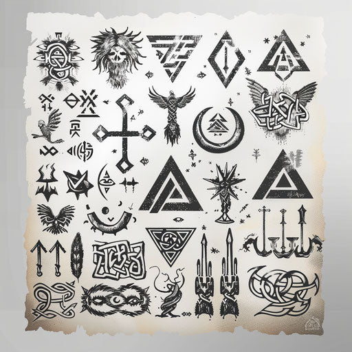 Ancient runes and symbols, a linework collection, artistically ...