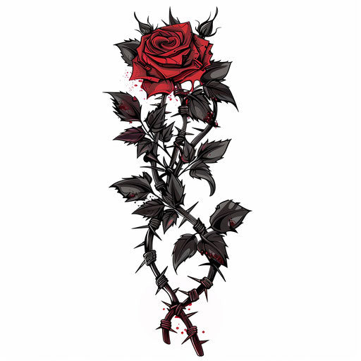 Classic flat tattoo sketch of a Russian mafia rose intertwined with ...