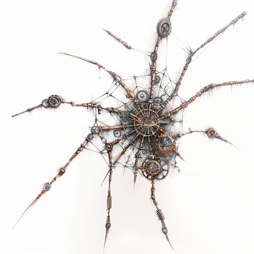 Steampunk spider web with gears and clocks – IMAGELLA