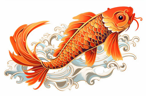 Orange koi fish with detailed shading reminiscent of Necronomicon ...
