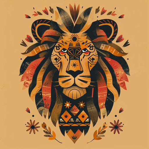 Folk art Lion of Judah tattoo sketch with traditional patterns – IMAGELLA