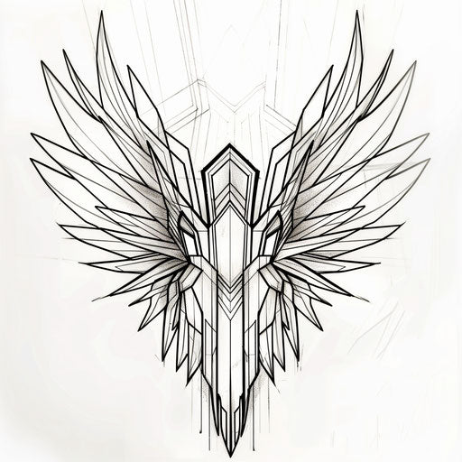 Art deco geometric wings tattoo on white background – IMAGELLA