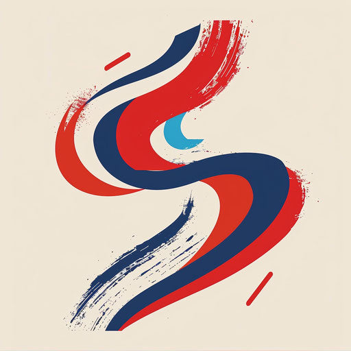 Brand logo with dynamic lines and bold typography, using red, white ...