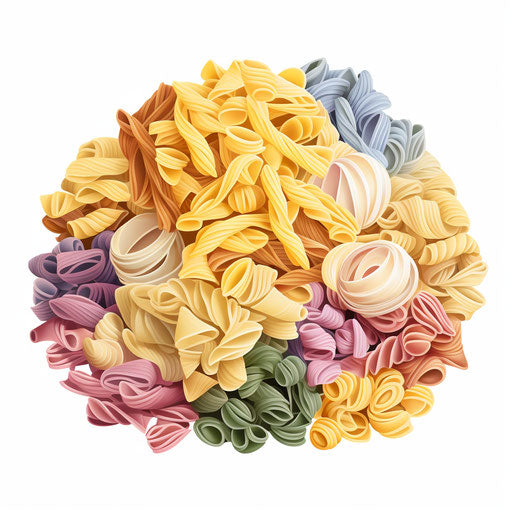 Illustration of pasta in the style of Pastel Colors Art – IMAGELLA