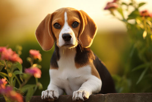 Beagle dog in a garden, exaggerated facial features style – IMAGELLA