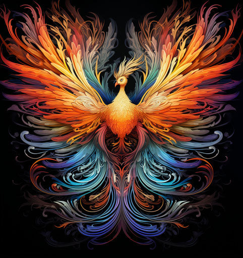 Colorful phoenix wing in rococo-inspired art style – IMAGELLA