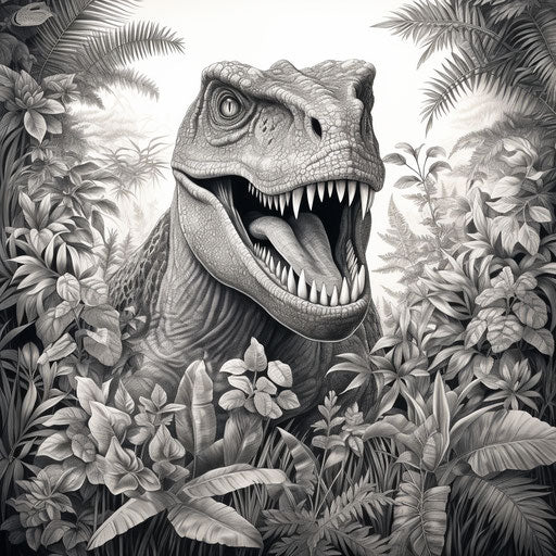 T rex in the jungle in detailed monochrome – IMAGELLA