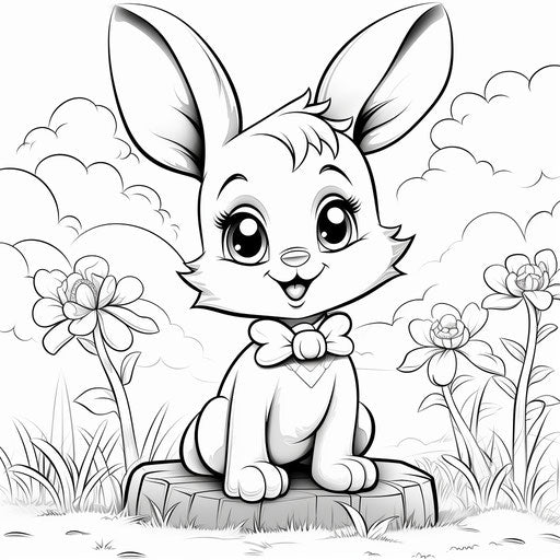 Coloring pages of a little rabbit drawn in cartoonish style – IMAGELLA