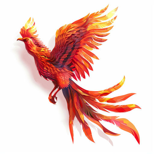 Phoenix illustration in photo realistic style with flat white ...