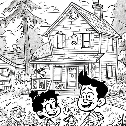 Playful characters in Butch Hartman style for Mother's Day coloring ...