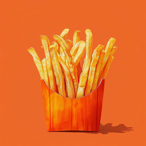 Realistic fries clipart with flat random color background – IMAGELLA