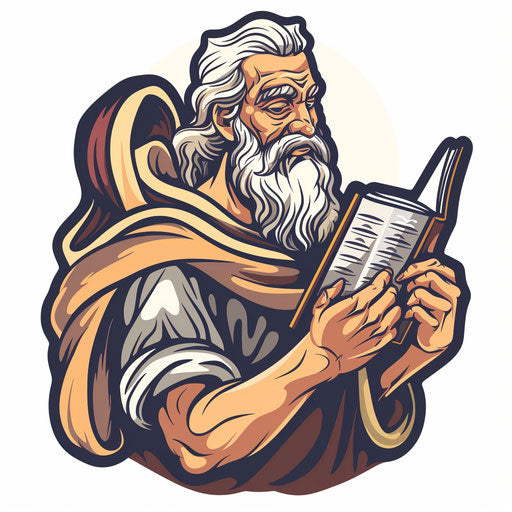 Stylized flat tattoo sketch of Moses and the Ten Commandments – IMAGELLA