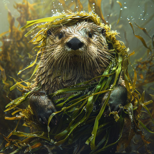 Otter wrapped in seaweed, pretending to be a sea monster – IMAGELLA