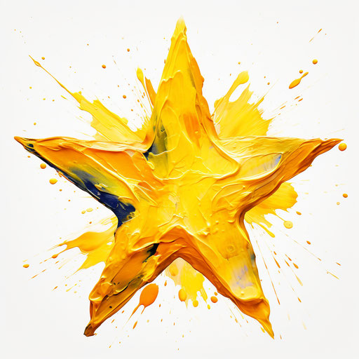 Yellow star in Impressionistic Art style on white background – IMAGELLA