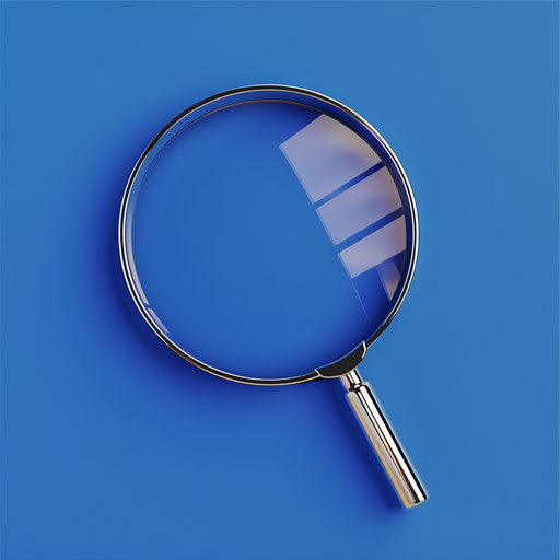 Bright realistic magnifying glass on royal blue background – IMAGELLA