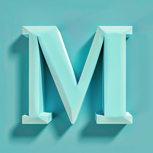 Realistic style letter m clipart on flat turquoise background – IMAGELLA