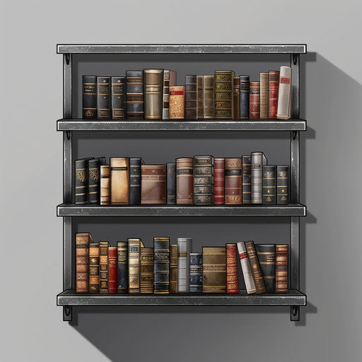 Realistic library on flat metallic silver background – IMAGELLA