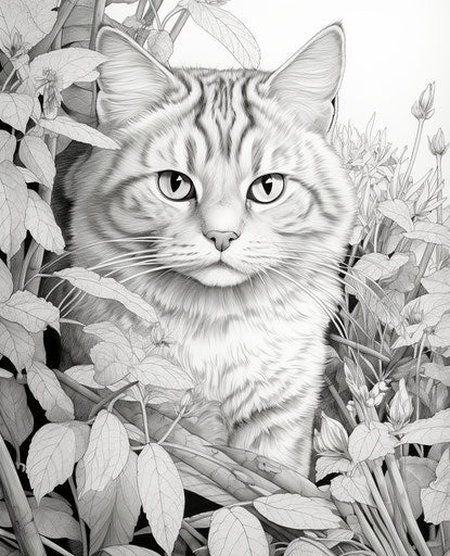 Cat coloring sheet, realistic brushwork, intricately sculpted – IMAGELLA