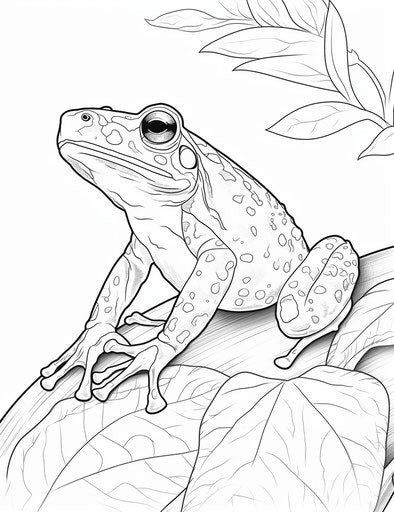 Frog drawing on leaf in pointillism – IMAGELLA