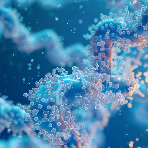 Realistic protein on flat indigo background with subtle blur – IMAGELLA