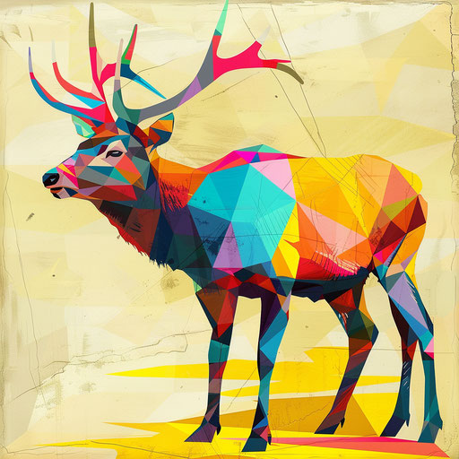 Abstract elk in geometric shapes and vibrant colors – IMAGELLA