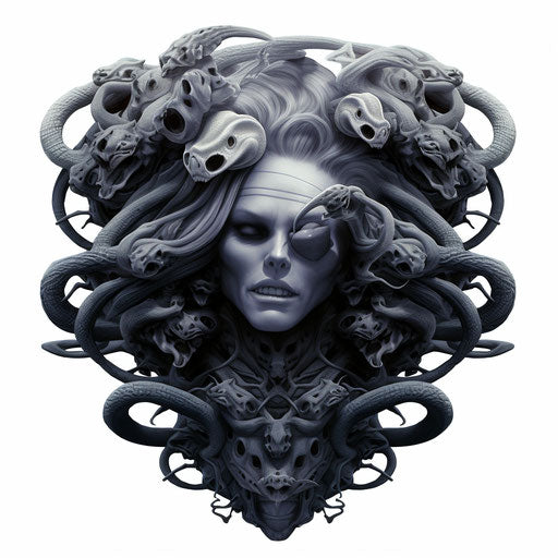 Wormy medusa skull tattoo with snakes – IMAGELLA