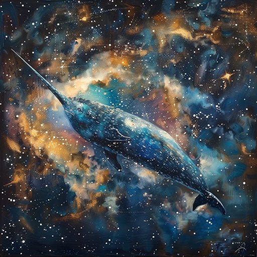 A narwhal swimming in a sea of stars, bridging ocean and cosmos – IMAGELLA