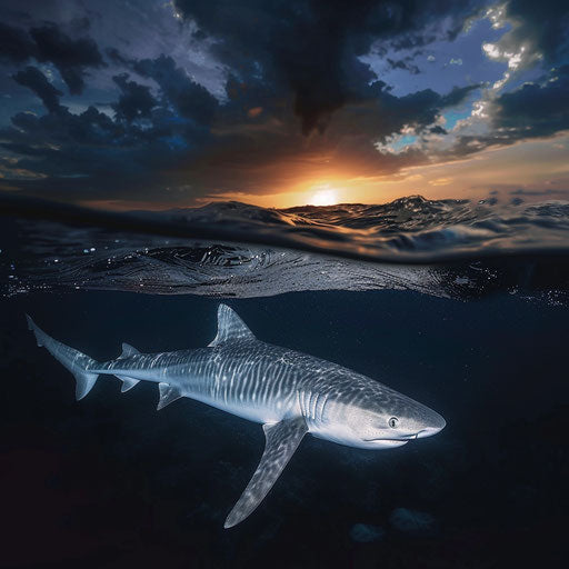 Tiger shark smoothly gliding in the twilight zone – IMAGELLA