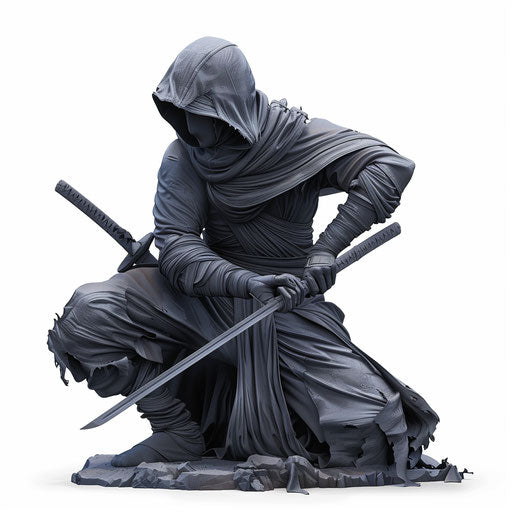 Ninja clipart in photo realistic style with flat white background ...