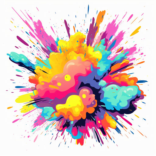 Pastel colors explosion clipart on white background – IMAGELLA