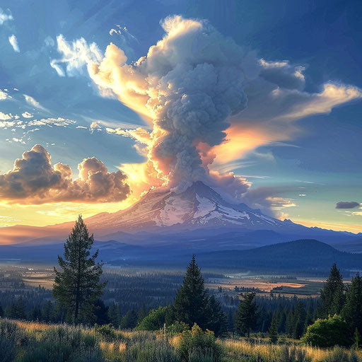 View of Mount Hood erupting like a volcano – IMAGELLA