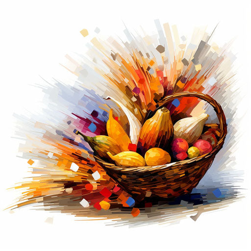 Cornucopia clipart in the style of Impressionist Art, on a white ...