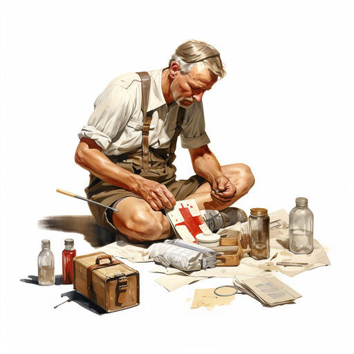 First aid illustration in the style of Oil painting, on white ...