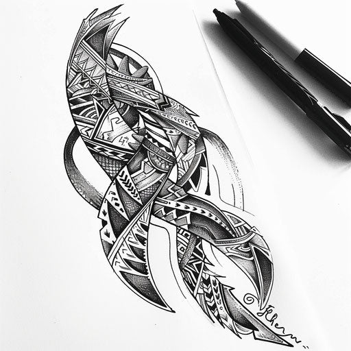 Tribal ribbon tattoo sketch with intricate patterns – IMAGELLA