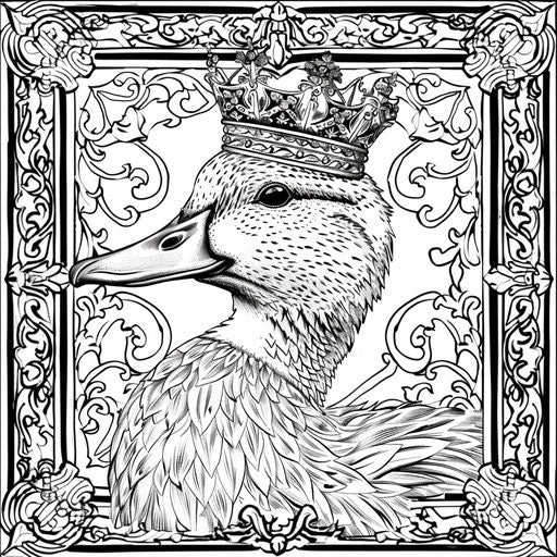 Regal duck with filigree. Coloring page – IMAGELLA
