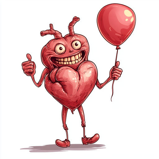 Human heart caricature with balloon and big smile – IMAGELLA