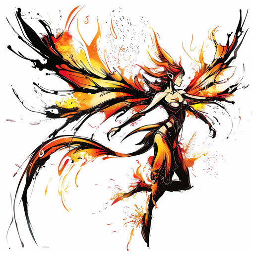 Fiery fairy tattoo design on white background – IMAGELLA