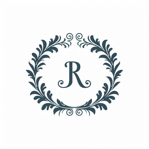 Classic round logo with elegant serif fonts and a white background ...