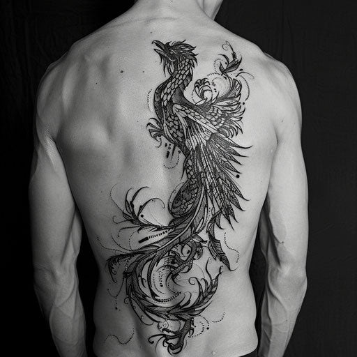 Fine line phoenix tattoo in the style of Gerald Brom – IMAGELLA