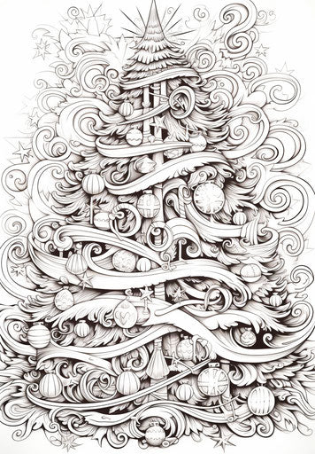 Doodle Christmas tree, fine lines and intricate details – IMAGELLA