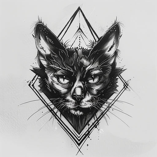 Sketch of obsidian cat with piercing eyes – IMAGELLA