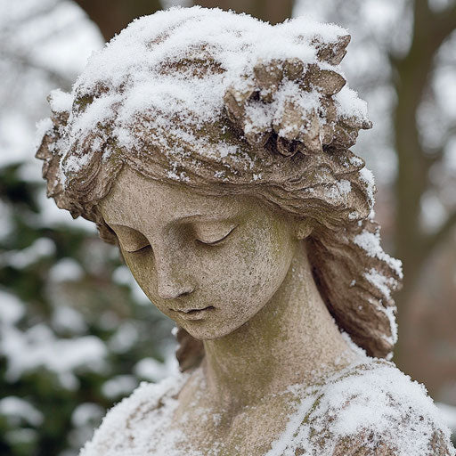 Garden angel covered in a light dusting of snow – IMAGELLA