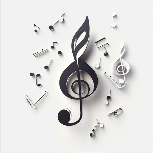3D music notes on white background, realistic style – IMAGELLA