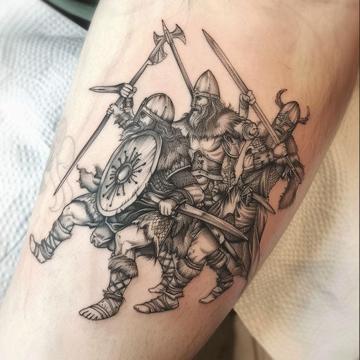 Norse battle scene with warriors in Viking stylized art – IMAGELLA