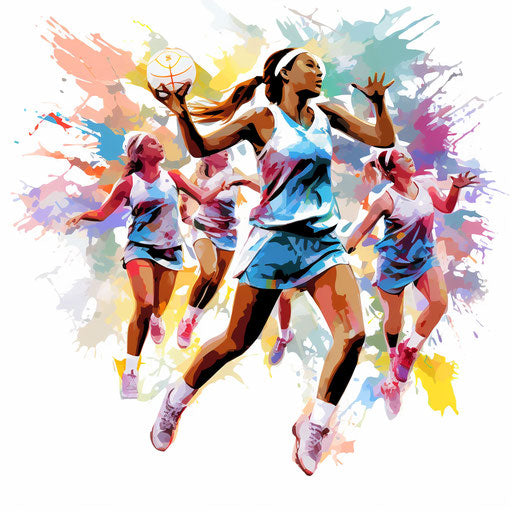 Netball clipart in the style of Oil painting on white background – IMAGELLA