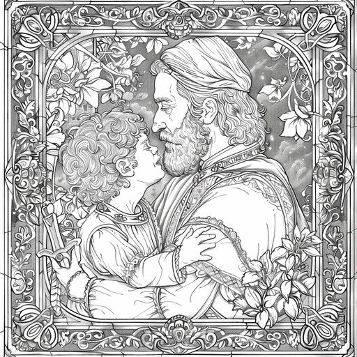 Detailed medieval Father's Day scene with intricate patterns – IMAGELLA