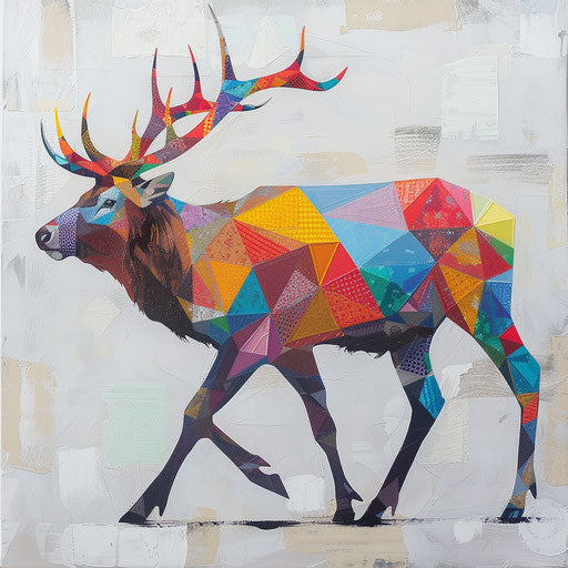 Abstract elk with geometric shapes and vibrant colors – IMAGELLA
