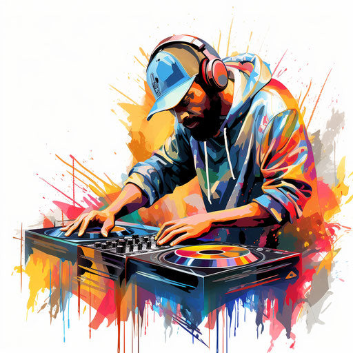 DJ artwork in the style of Impressionistic Art, on white background ...