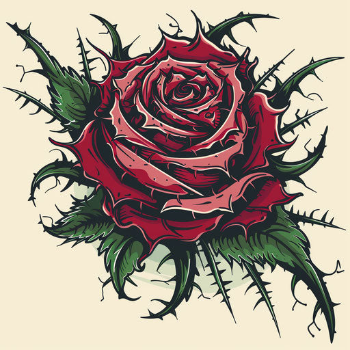 Decorative flat tattoo sketch of a Russian mafia rose – IMAGELLA