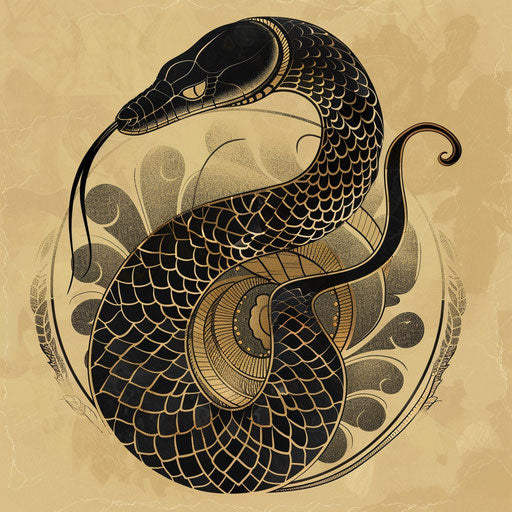 Chic tattoo sketch of a stylized black mamba with art deco patterns, in ...
